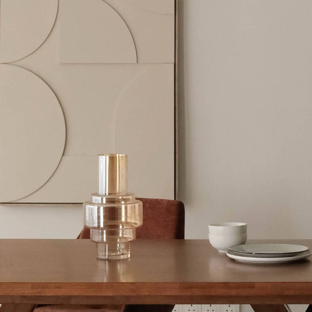 Lucelle Geometric Amber Luster Glass Vase